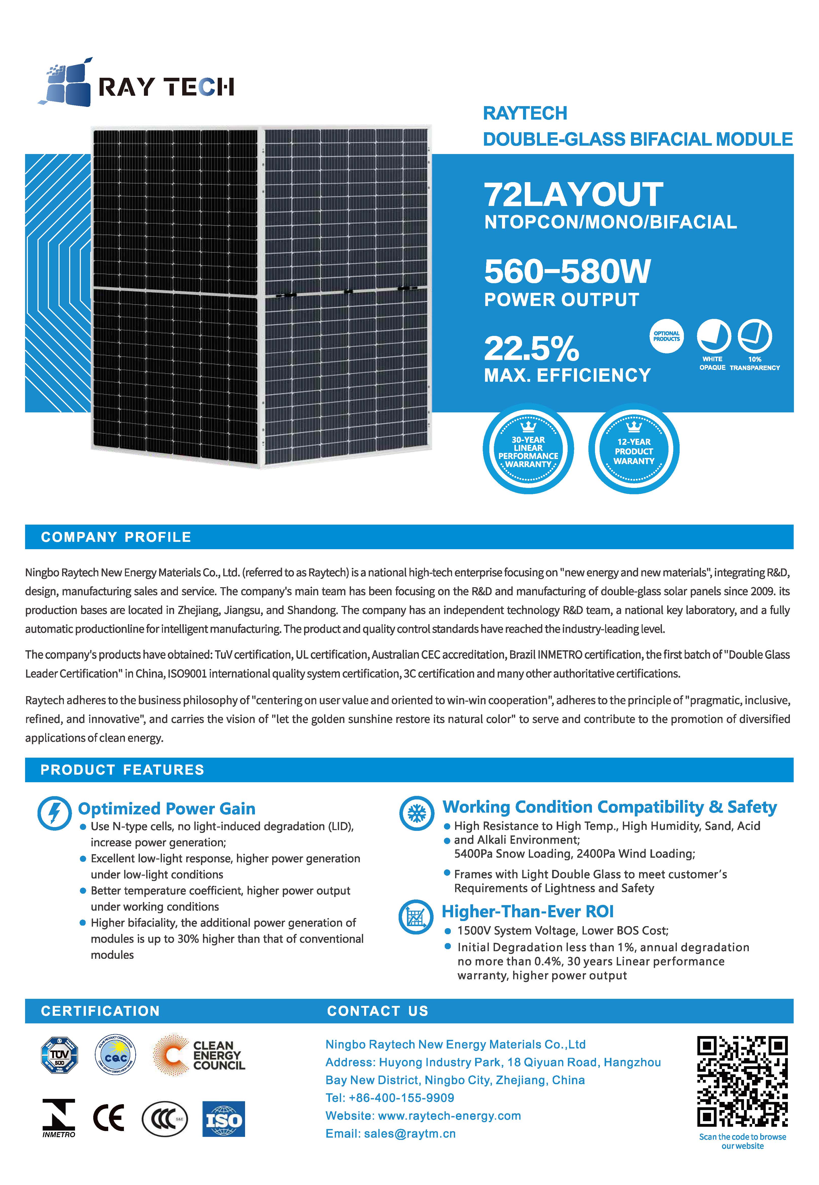 Double Glass Bifacial Mono N/Topcon Solar Panels 560-580W|Double Glass Bifacial Modules|Ningbo ...